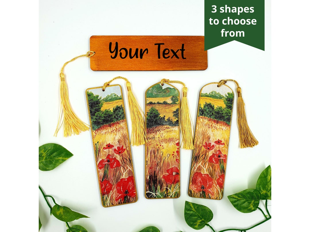 Personalised Field Poppy Bookmark, Hand Decorated Wooden Bookmark With ...