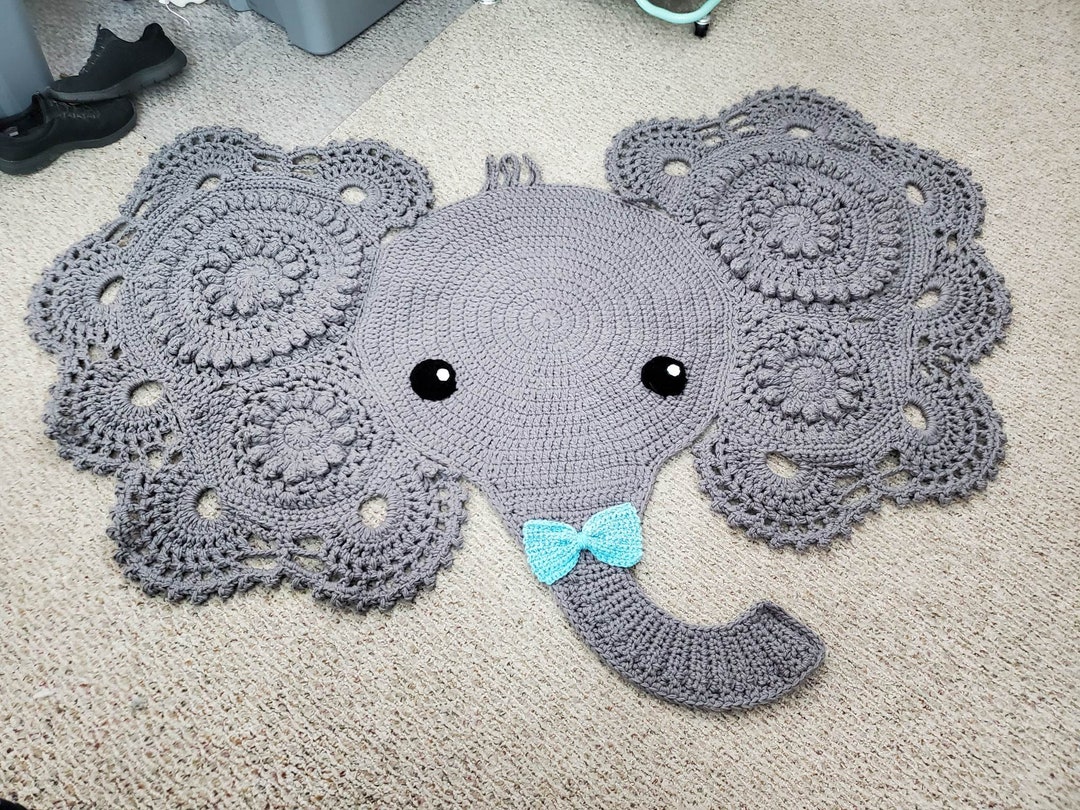 Crochet Elephant Nursery Rug - Etsy