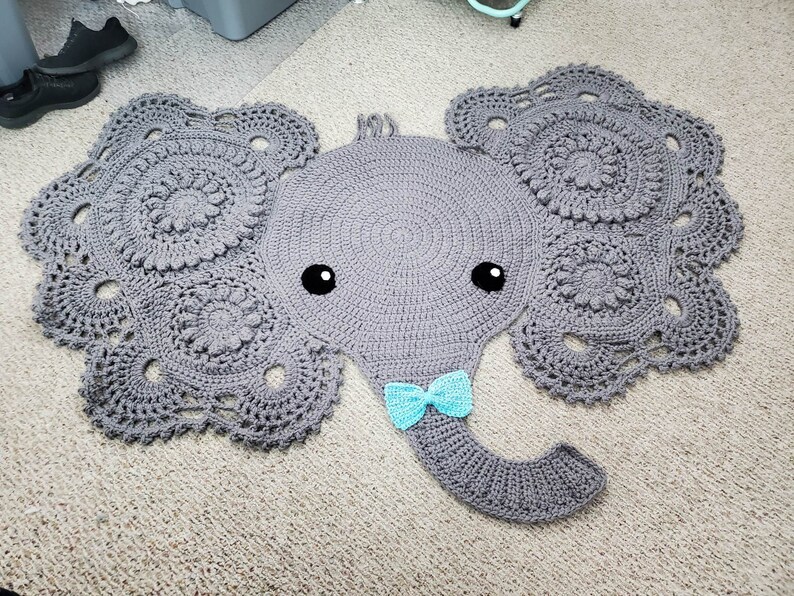 Crochet Elephant Nursery Rug - Etsy