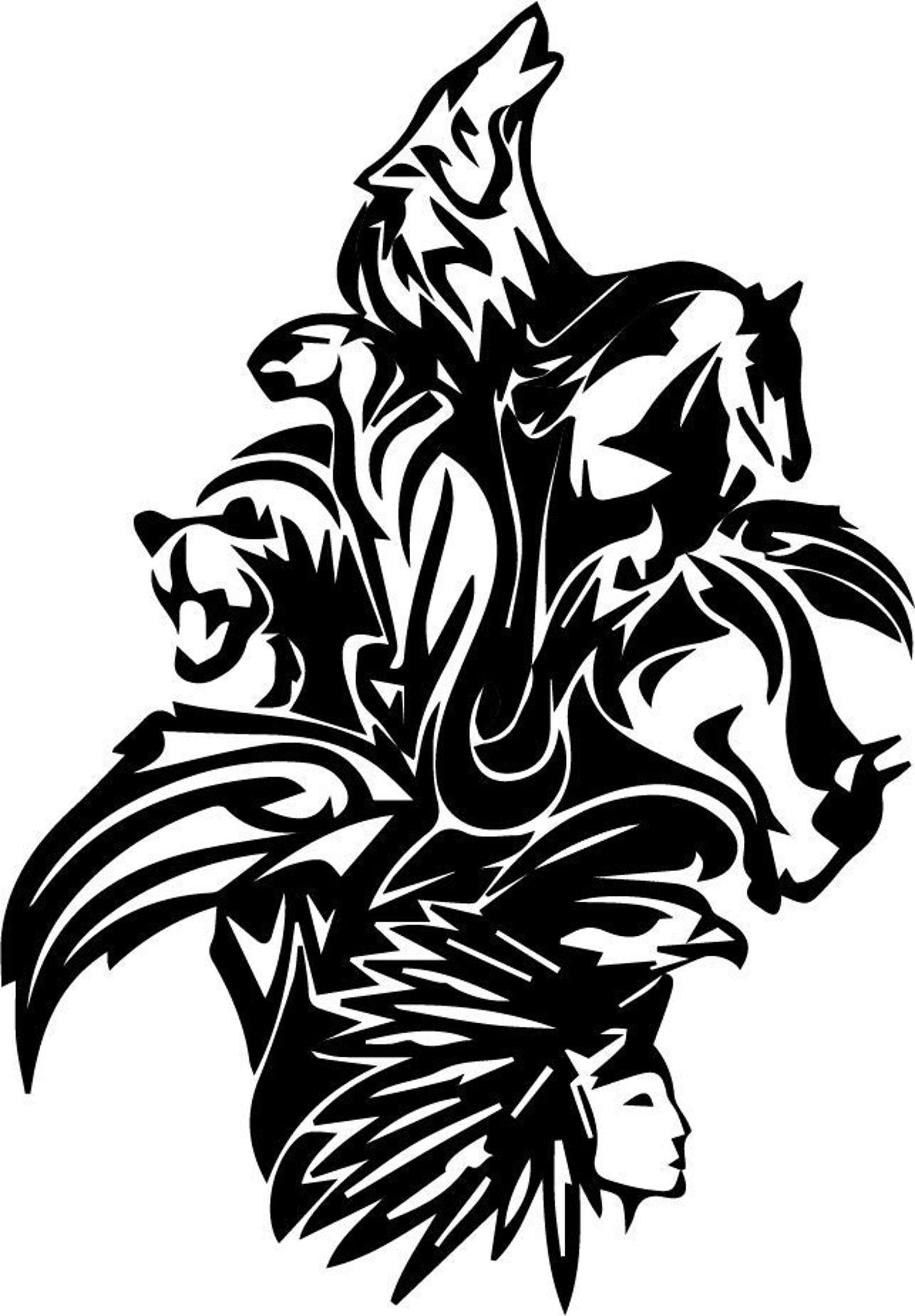 Tribal Animal Collage SVG File - Etsy