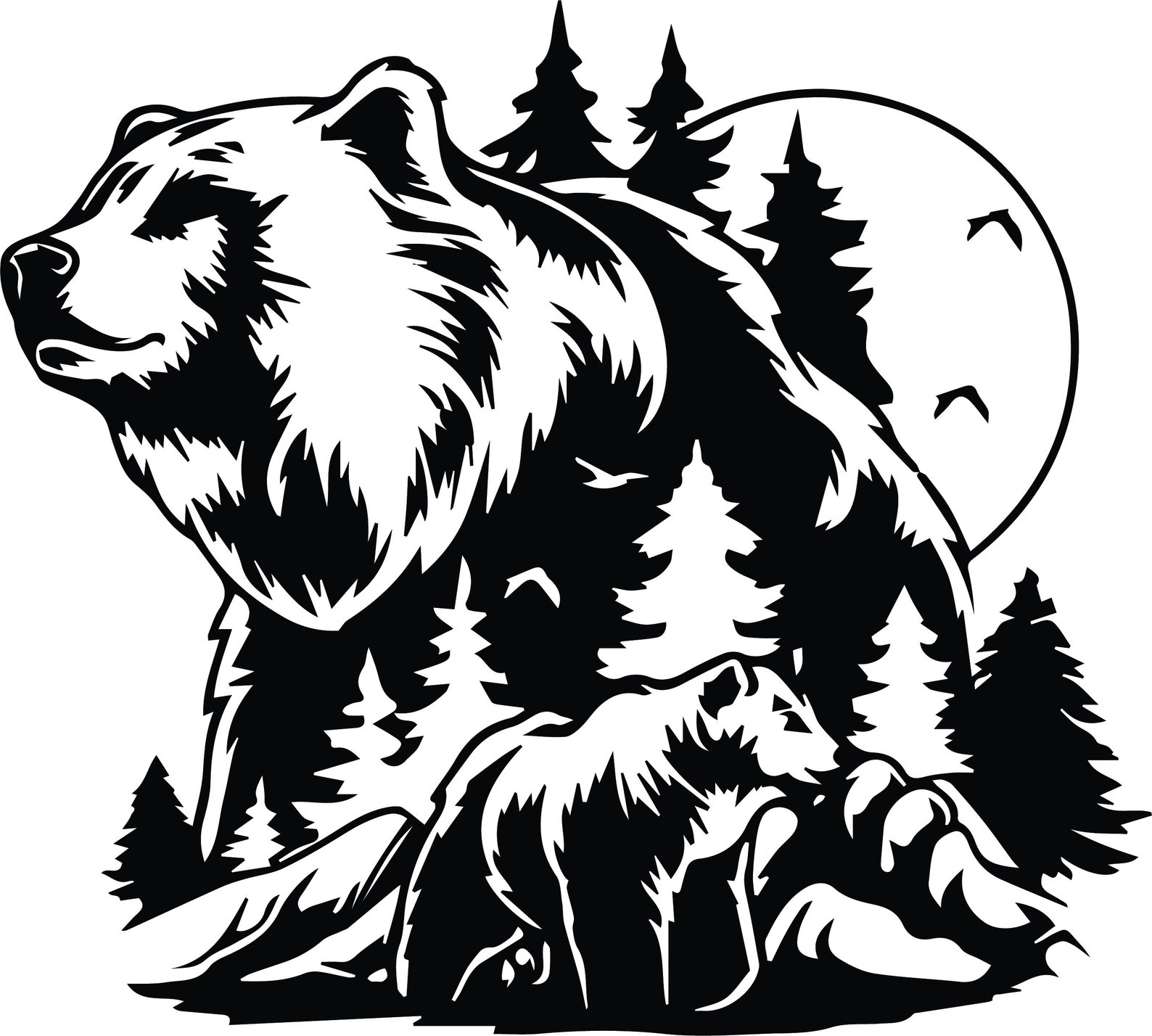 Bear Moon SVG File - Etsy