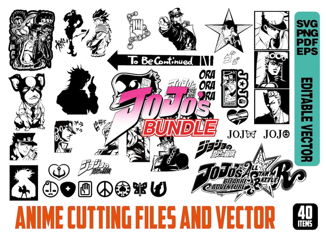 40 SVG Vector Art | Anime Silhouette Bundle | Kawaii Japanese Character ...