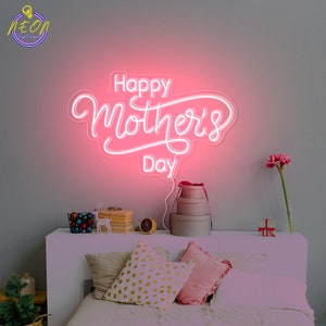 Happy Mother's Day Neon Sign | Custom LED Neon Wall Art | Handmade Gift ...