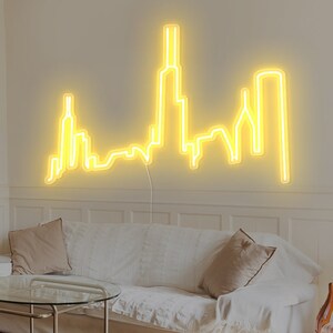 Chicago City Skyline Neon Sign | Custom Cityscape LED Neon | Neon Home ...