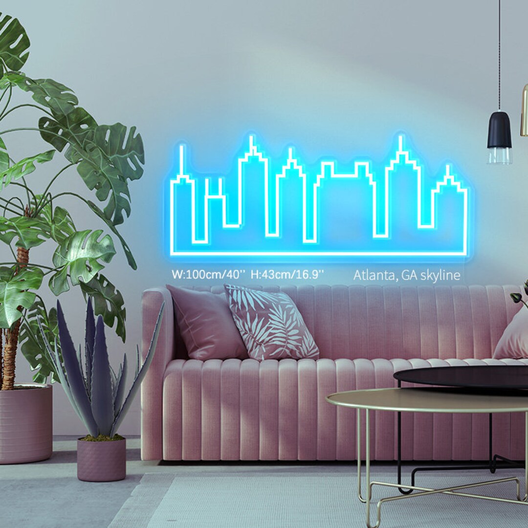 Atlanta GA Skyline Neon Sign | Custom LED Cityscape Line Art Decor - Etsy