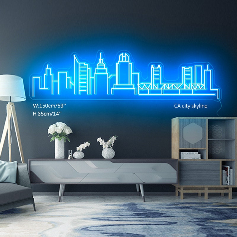 Atlanta GA Skyline Neon Sign Philadelphia Skyline Neon Light - Etsy