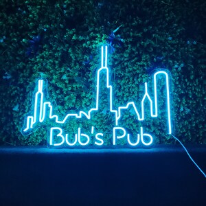 Chicago City Skyline Neon Sign | Custom Cityscape LED Neon | Neon Home ...