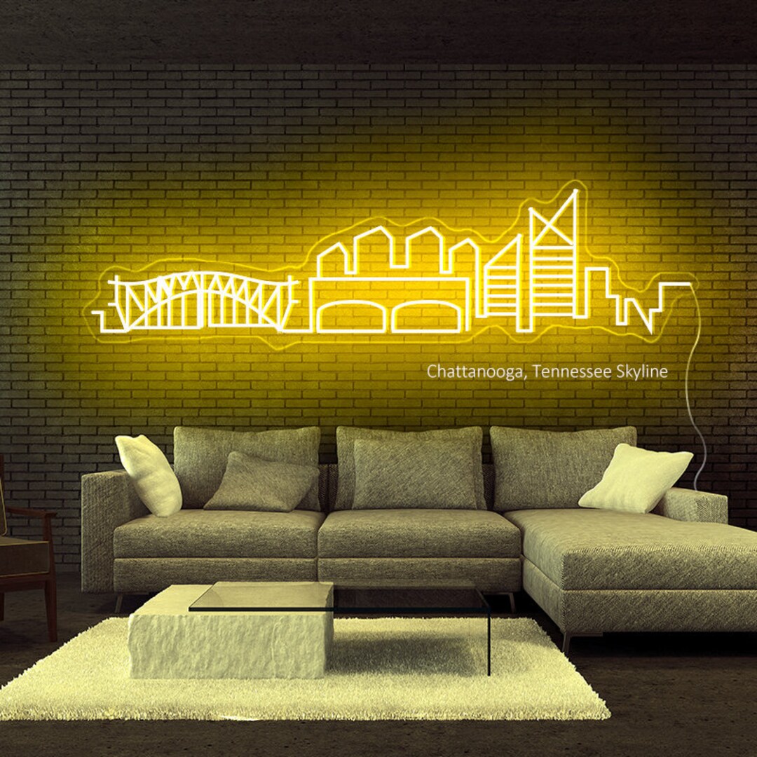 Chattanooga Tennessee Skyline Neon Sign | Cityscape Neon Line Art ...