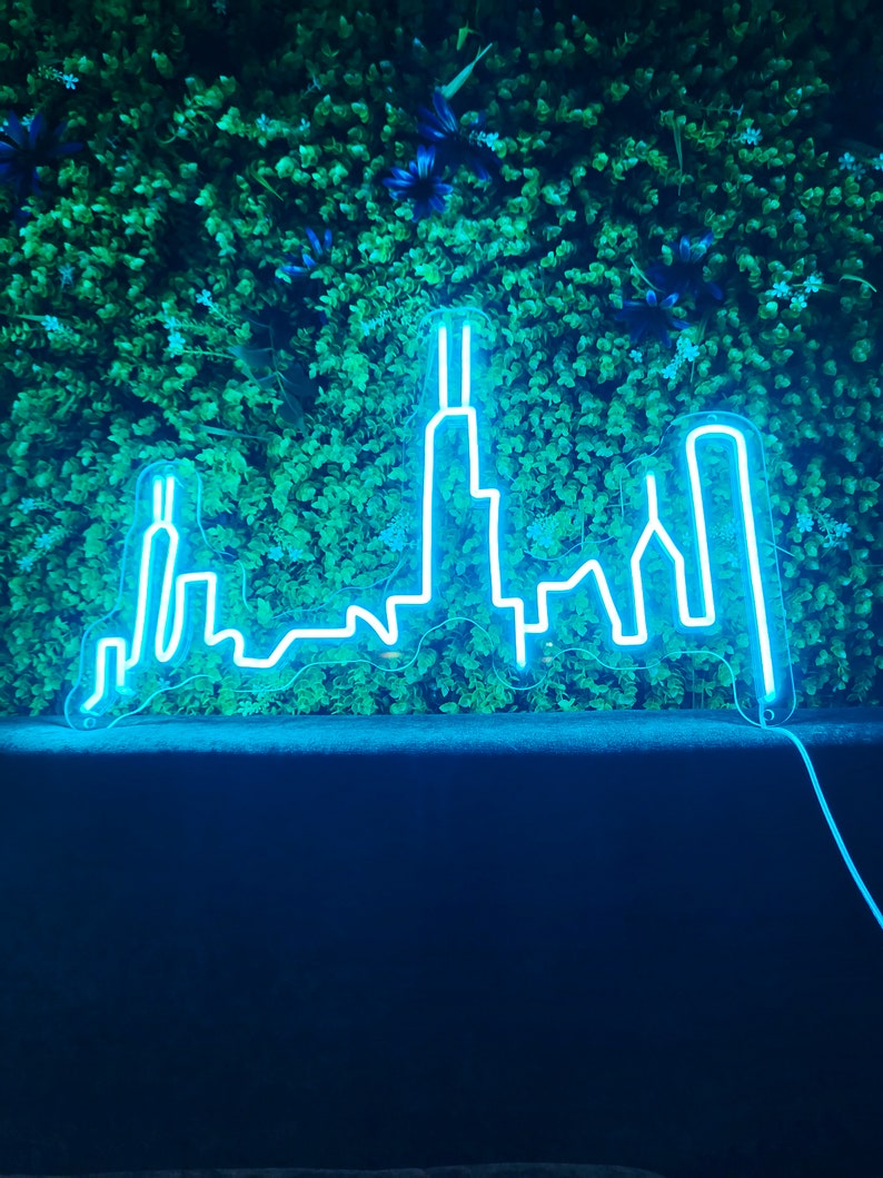 Chicago City Skyline Neon Sign Custom City Skyline Neon Sign - Etsy
