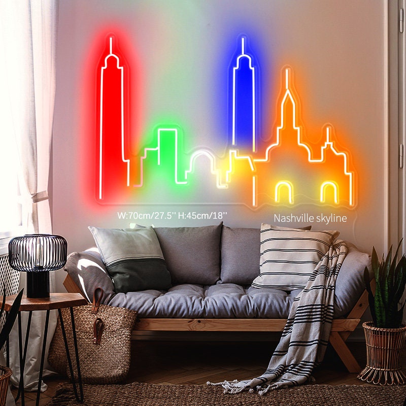 Atlanta GA Skyline Neon Sign | Philadelphia Skyline Neon Light ...