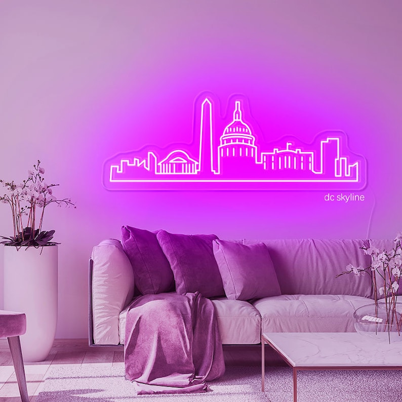 Dc Skyline Neon Sign Custom Neon Sign Office Wall Discatin - Etsy