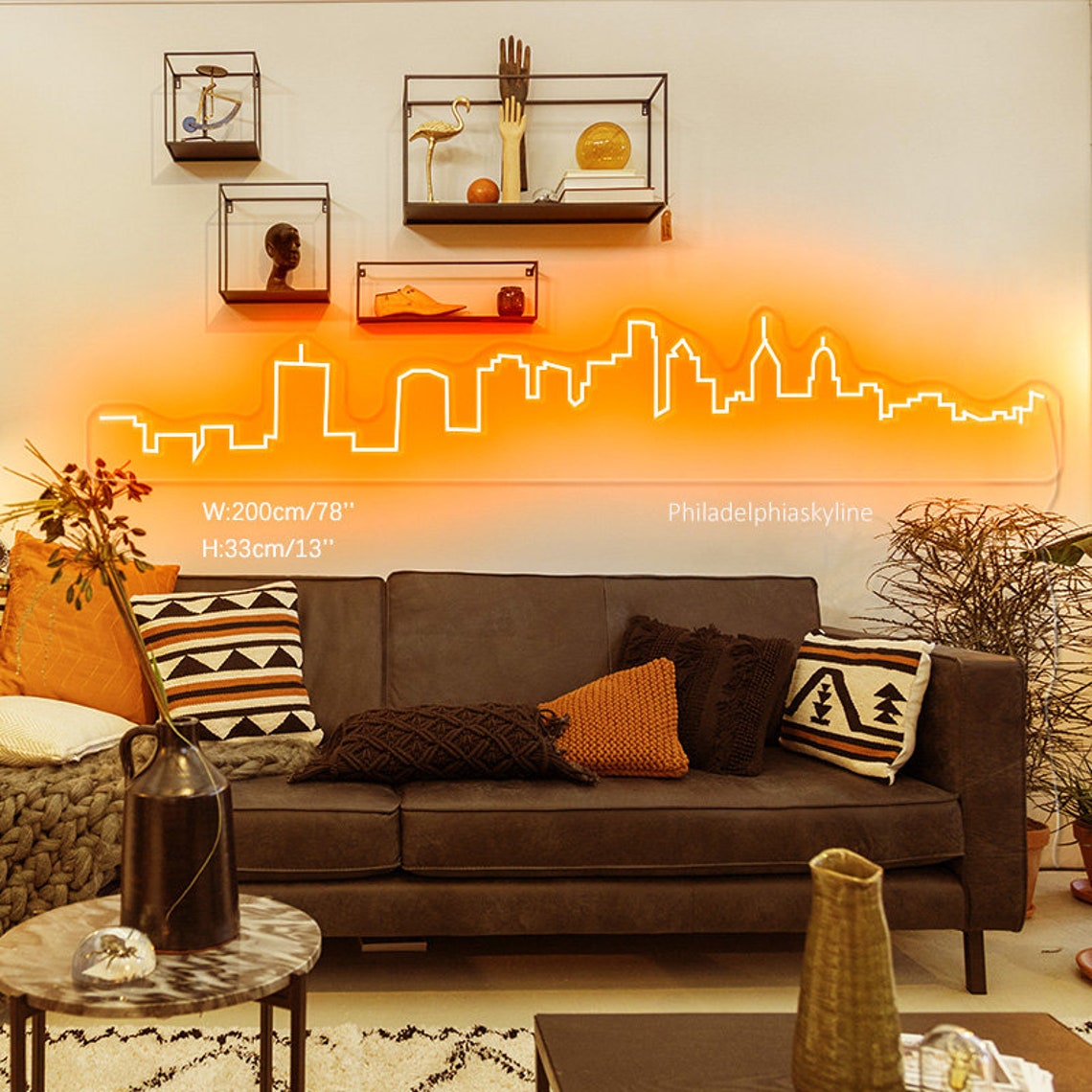 Atlanta GA Skyline Neon Sign | Philadelphia Skyline Neon Light ...