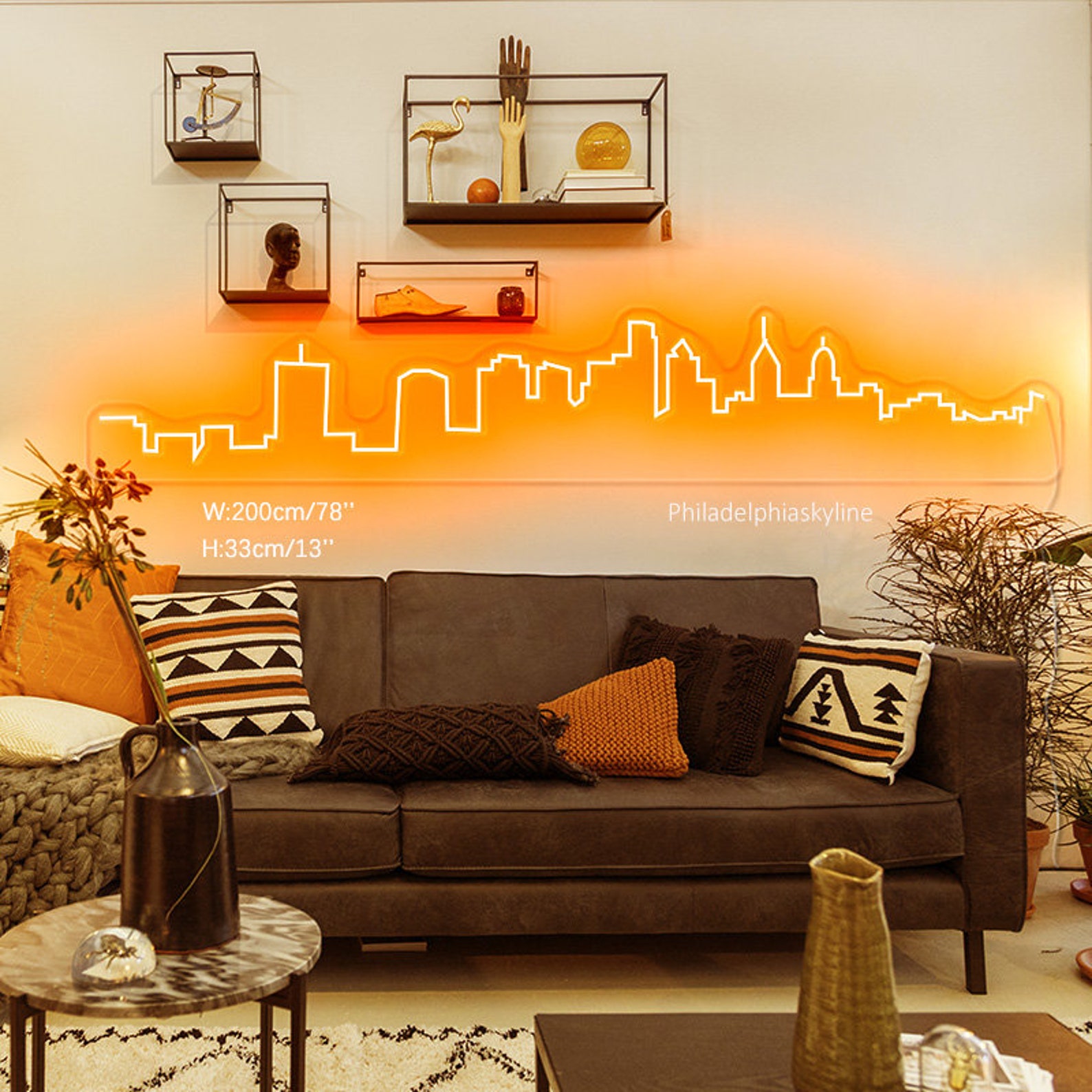 Atlanta GA Skyline Neon Sign | Philadelphia Skyline Neon Light ...