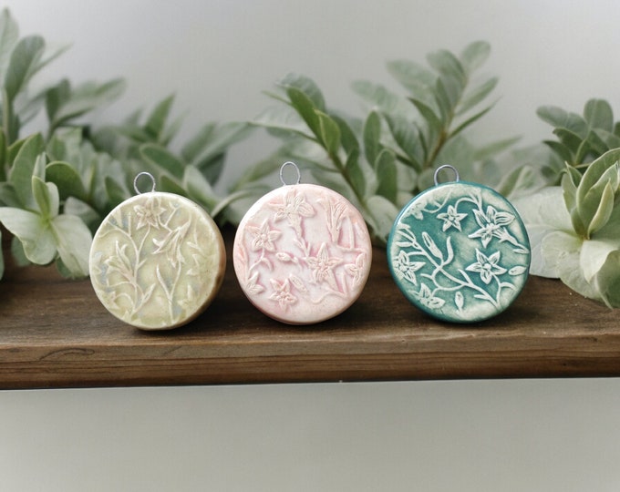 Handmade Floral Pendant Ceramic Charms for Making Jewelry Lightweight ...