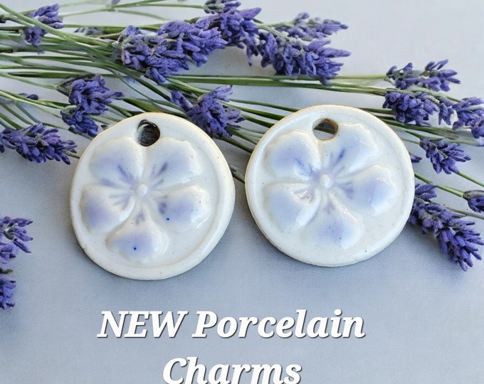 Porcelain Floral Pendant Charms for Making Jewelry Lightweight Charms ...