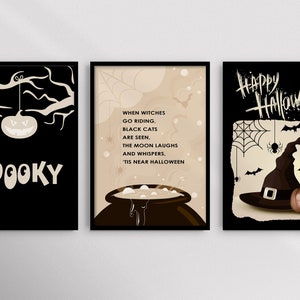 Halloween Wall Art Set of 9 Spooky Prints Witches Haunting Eerie ...