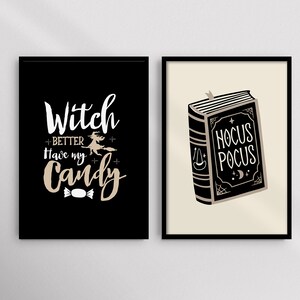 Halloween Wall Art Set of 9 Spooky Prints Witches Haunting Eerie ...