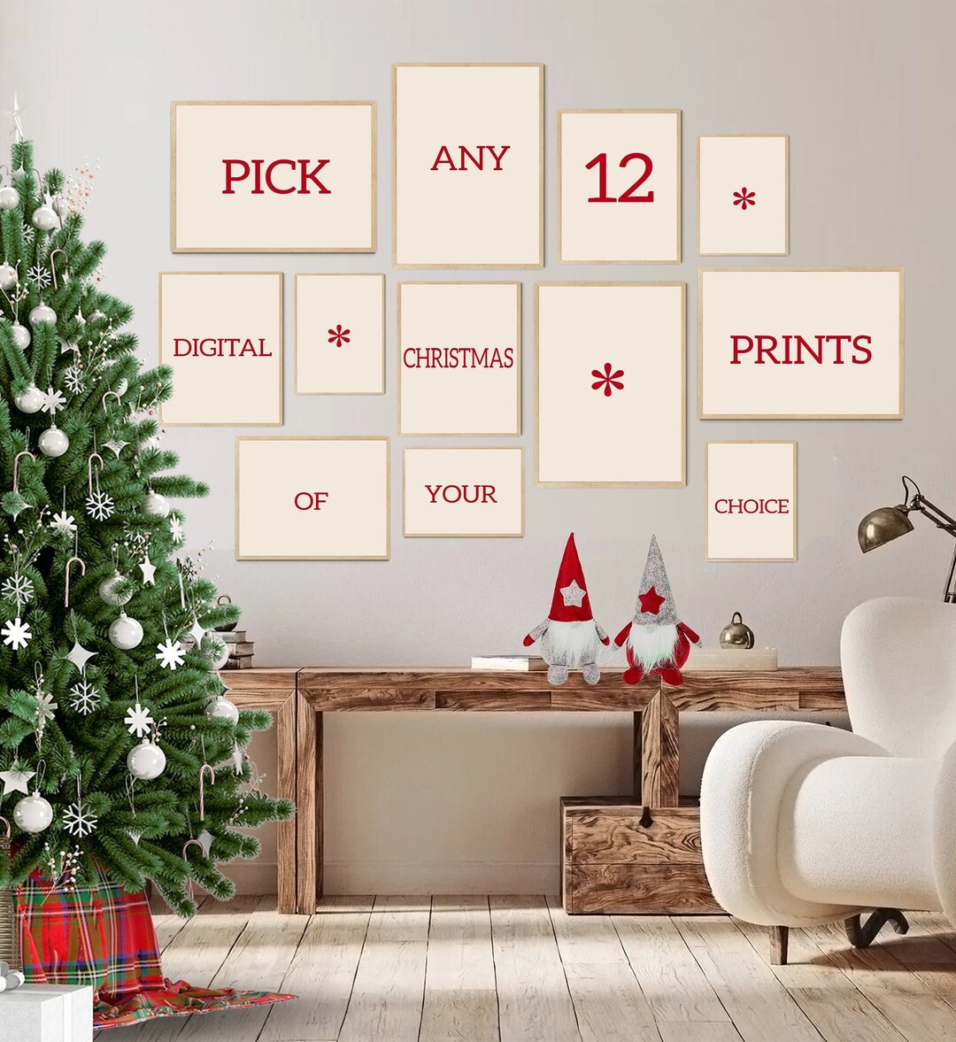 Pick Any 12 Christmas Prints You Like, Festive Custom Printable Wall ...