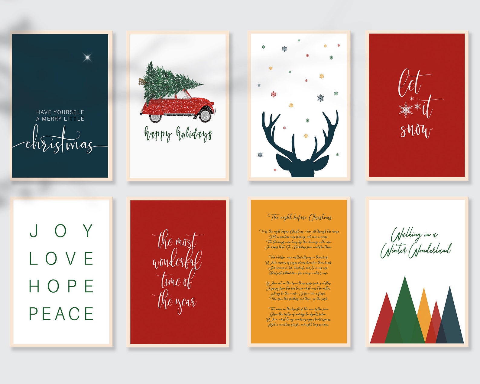 11 Bright Colorful Holiday Wall Art Prints Christmas Mega - Etsy