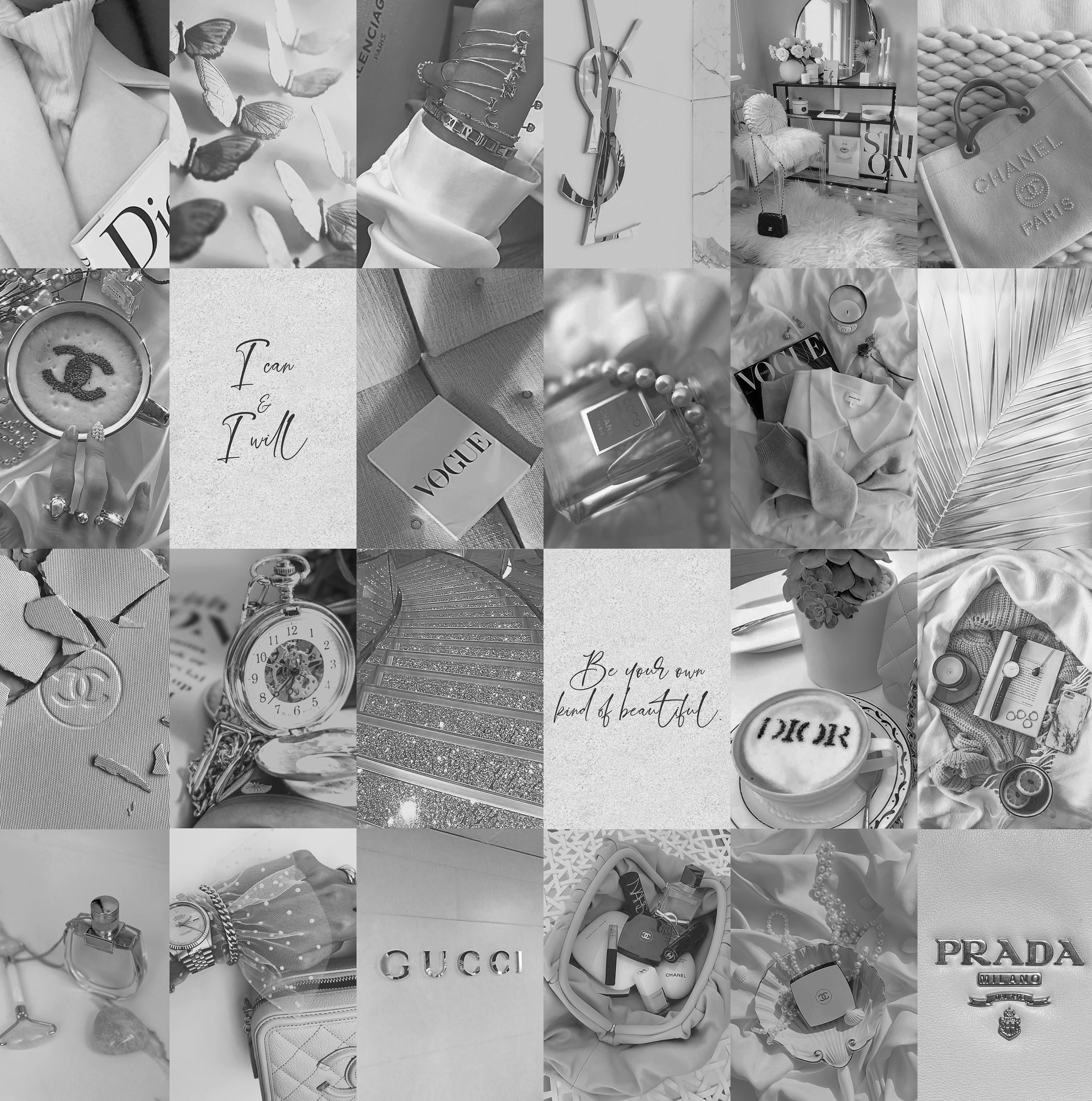 Grey Aesthetic Wall Collage Kit 1 Boujee Glam Luxury Picture Etsy