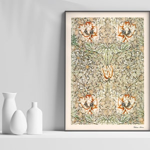 Green Floral Pattern Muted PRINTABLE Wall Art: Instant Download Flower ...