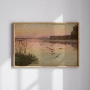 Cozy Wall Art Prints Set, Rustic Countryside Sunset & Floral Tapestry ...