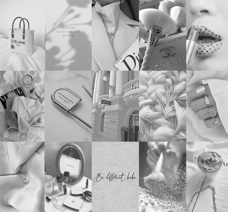 Grey Boujee Photo Wall Collage Kit Aesthetic 1 Grey Glam Etsy