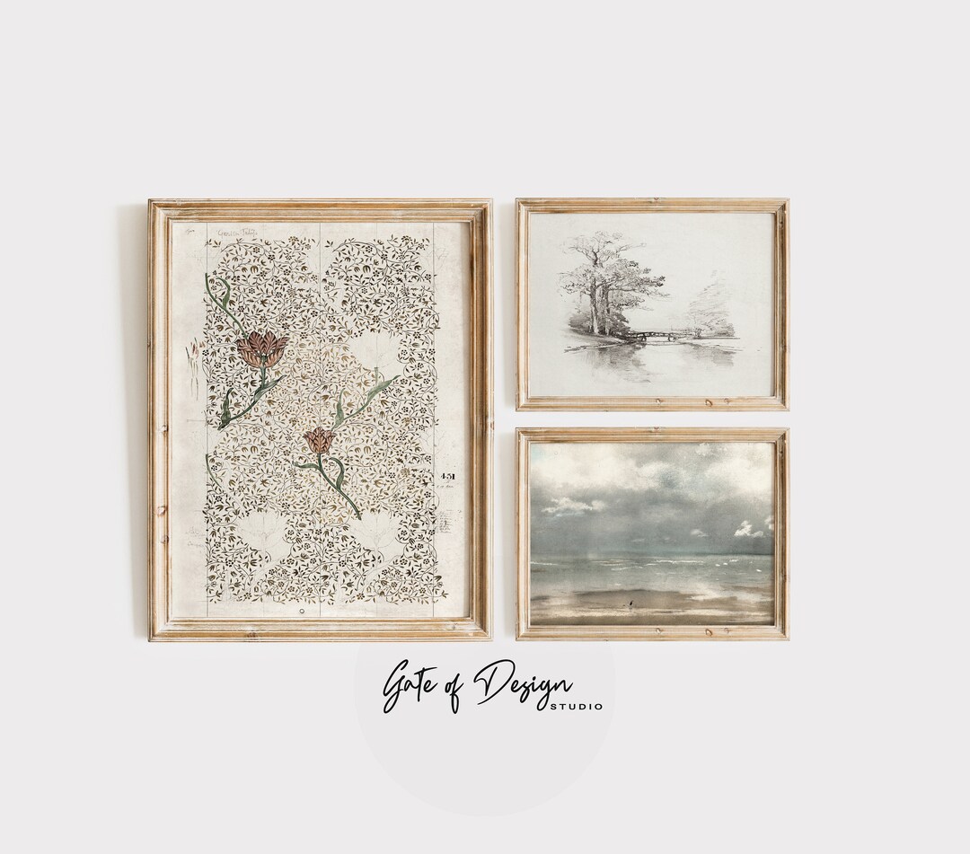 Vintage Set of 3 Downloadable Wall Prints Antique Soft Calming Neutral ...