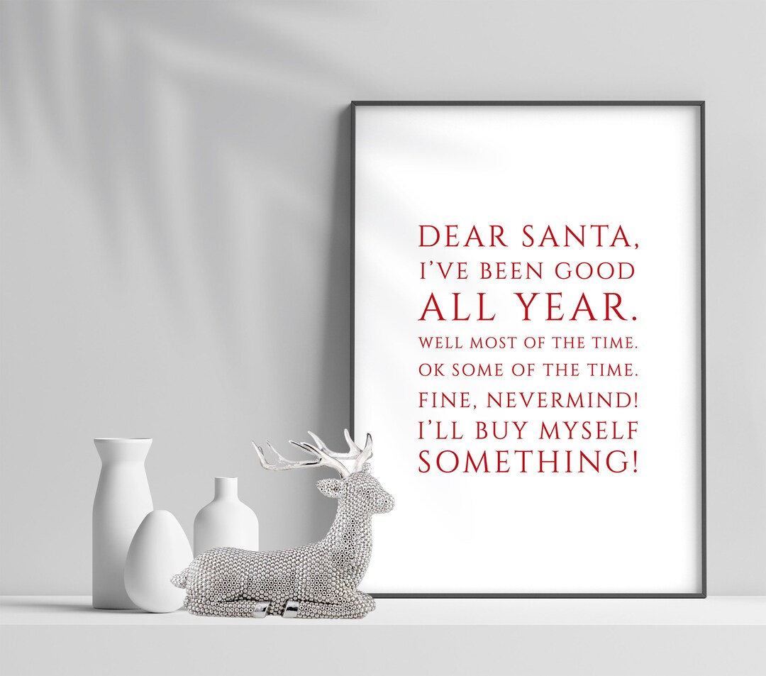 Letter to Santa Funny Wall Art Print, Dear Santa Humorous Saying, Funny ...
