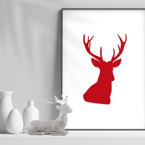 Red Christmas Prints Set, Christmas Wall Art, Christmas Printable Wall ...