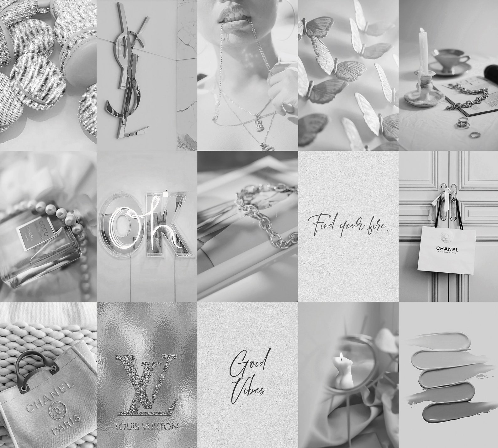 Grey Boujee Photo Wall Collage Kit Aesthetic 1 Grey Glam - Etsy