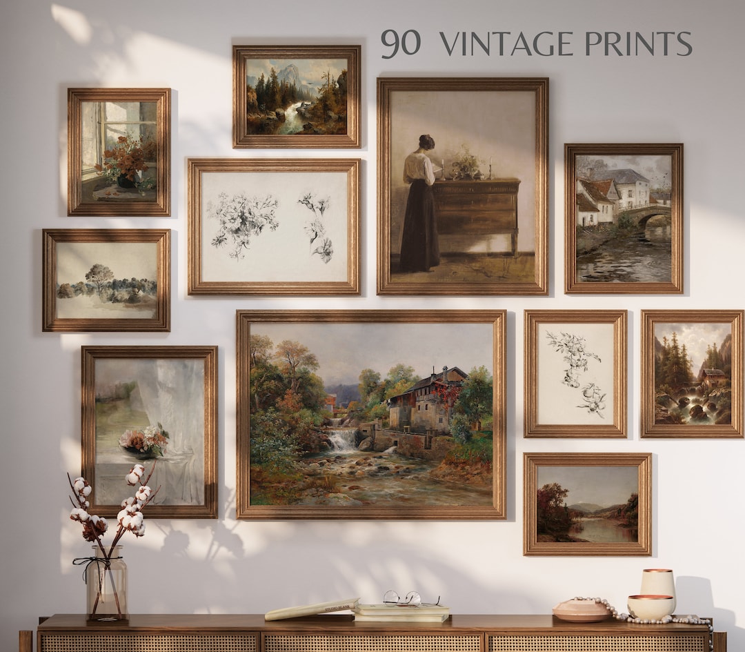 90 Vintage Country Art Print Set: Cottage Gallery Wall Decor Printable ...