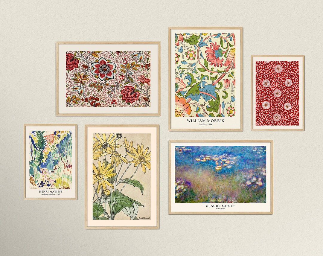 Eclectic Gallery Wall Print Set of 6, Colorful Wall Art, Vintage ...