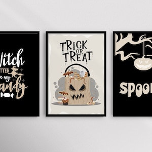 Halloween Wall Art Set of 9 Spooky Prints Witches Haunting Eerie ...