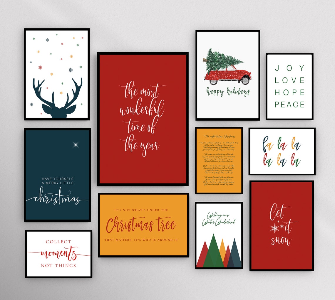 11 Bright Colorful Holiday Wall Art Prints Christmas Mega - Etsy