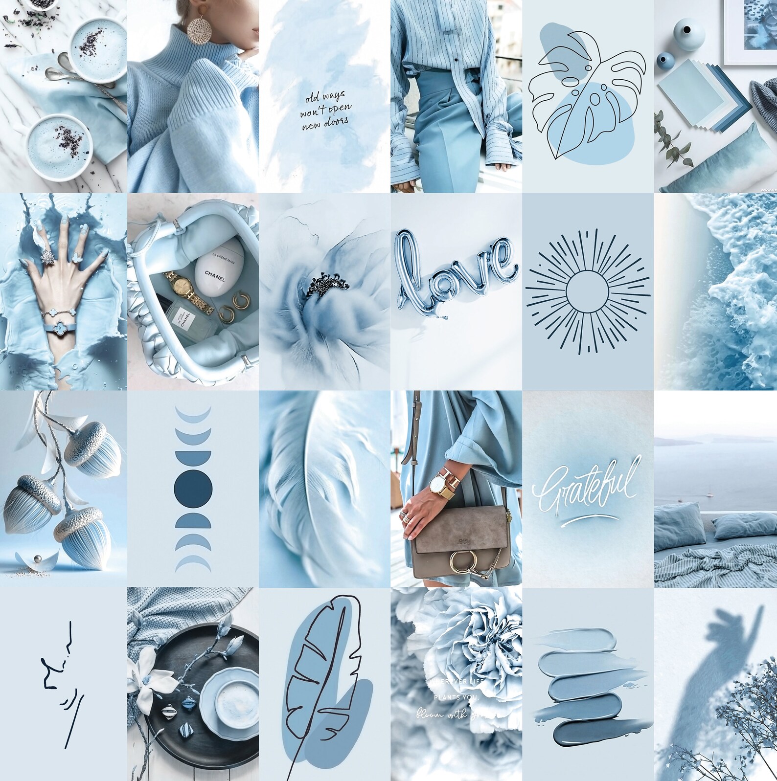 Pcs Blue Aesthetic Wall Collage Kit Photo Collage Digital Etsy My Xxx