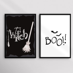 Halloween Wall Art Set of 9 Spooky Prints Witches Haunting Eerie ...