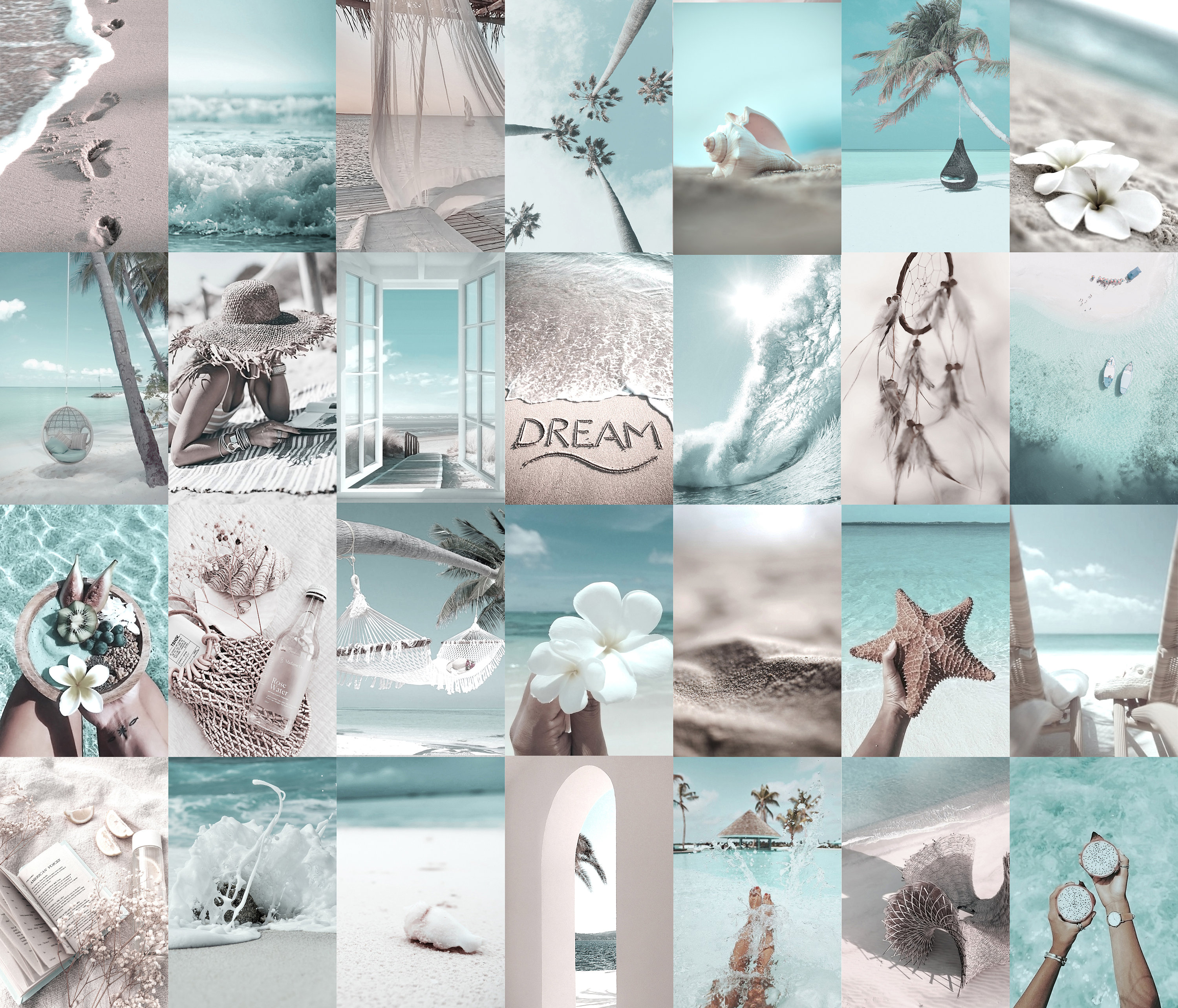 120pcs Beach Wall Collage Kit Aesthetic Blue Boho Summer Etsy México