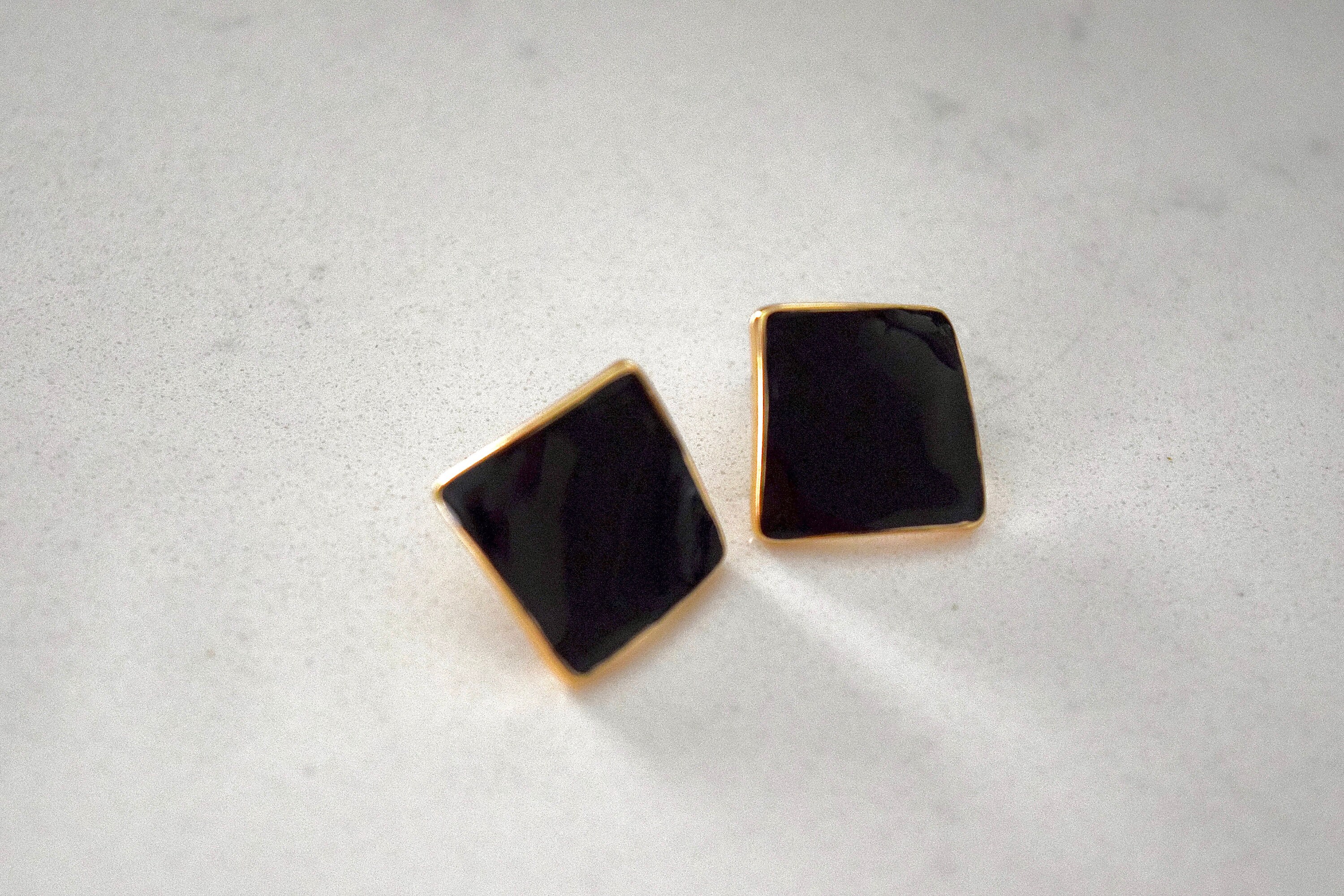 Simple Diamond Earring Black / Statement Earrings / - Etsy