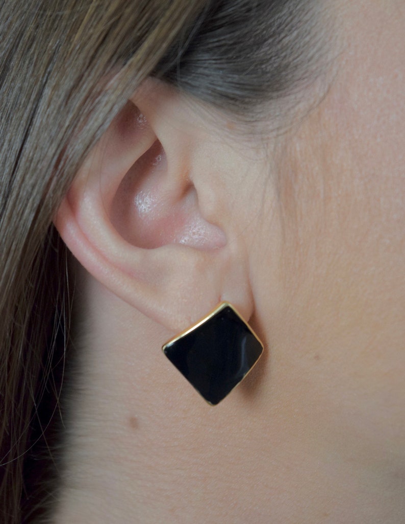 Simple Diamond Earring Black / Statement Earrings / - Etsy