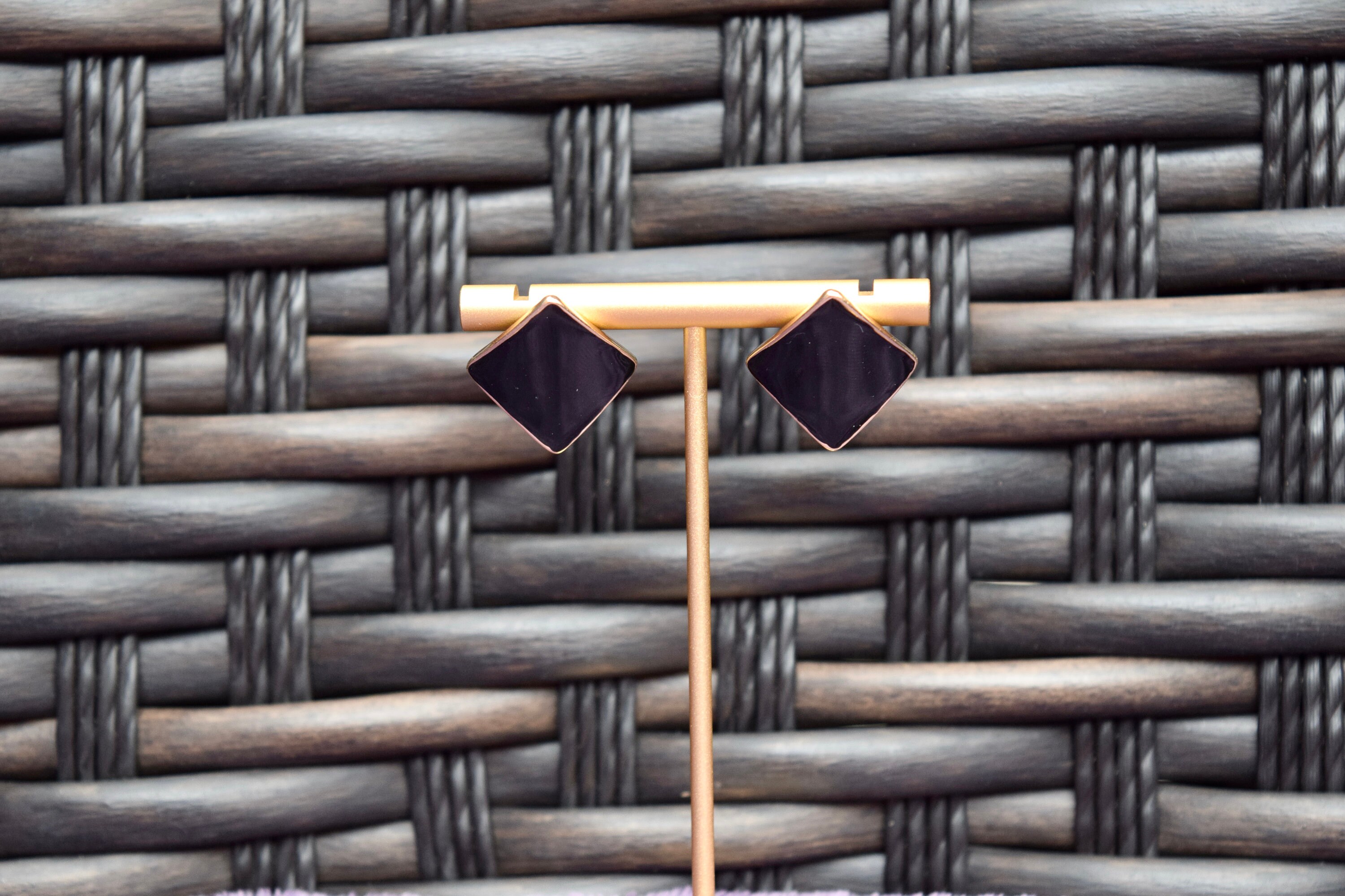 Simple Diamond Earring Black / Statement Earrings / - Etsy