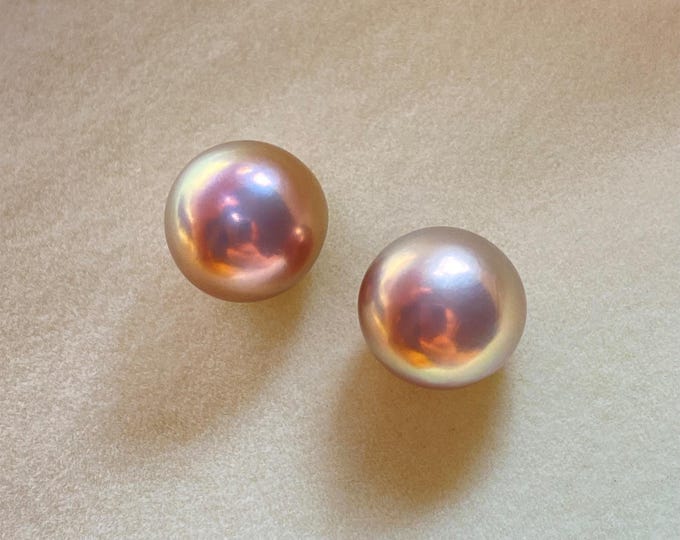 11.5mm Edison Pearls Large Size Gold Rainbow Natural Metallic Round ...