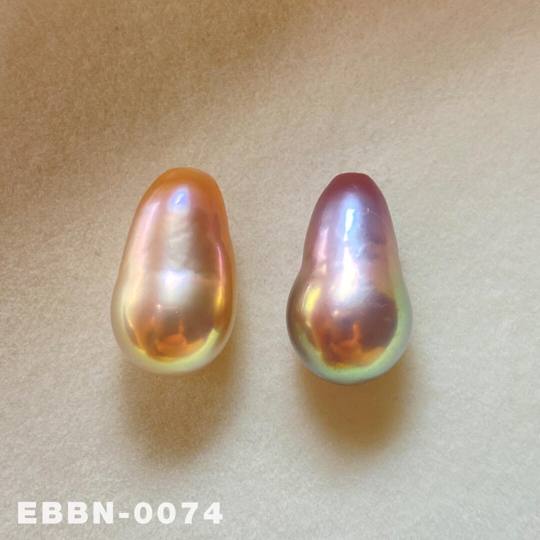 Pair of Natural Freshwater Colorful Teardrop Edison Pearls / High ...