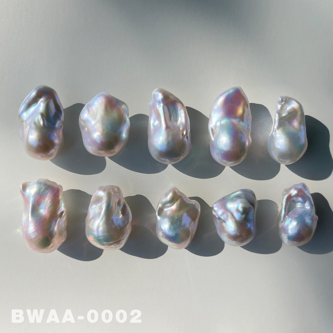 10PCS Large Size White Rainbow Fireball Pearl Flameball Natural Baroque ...