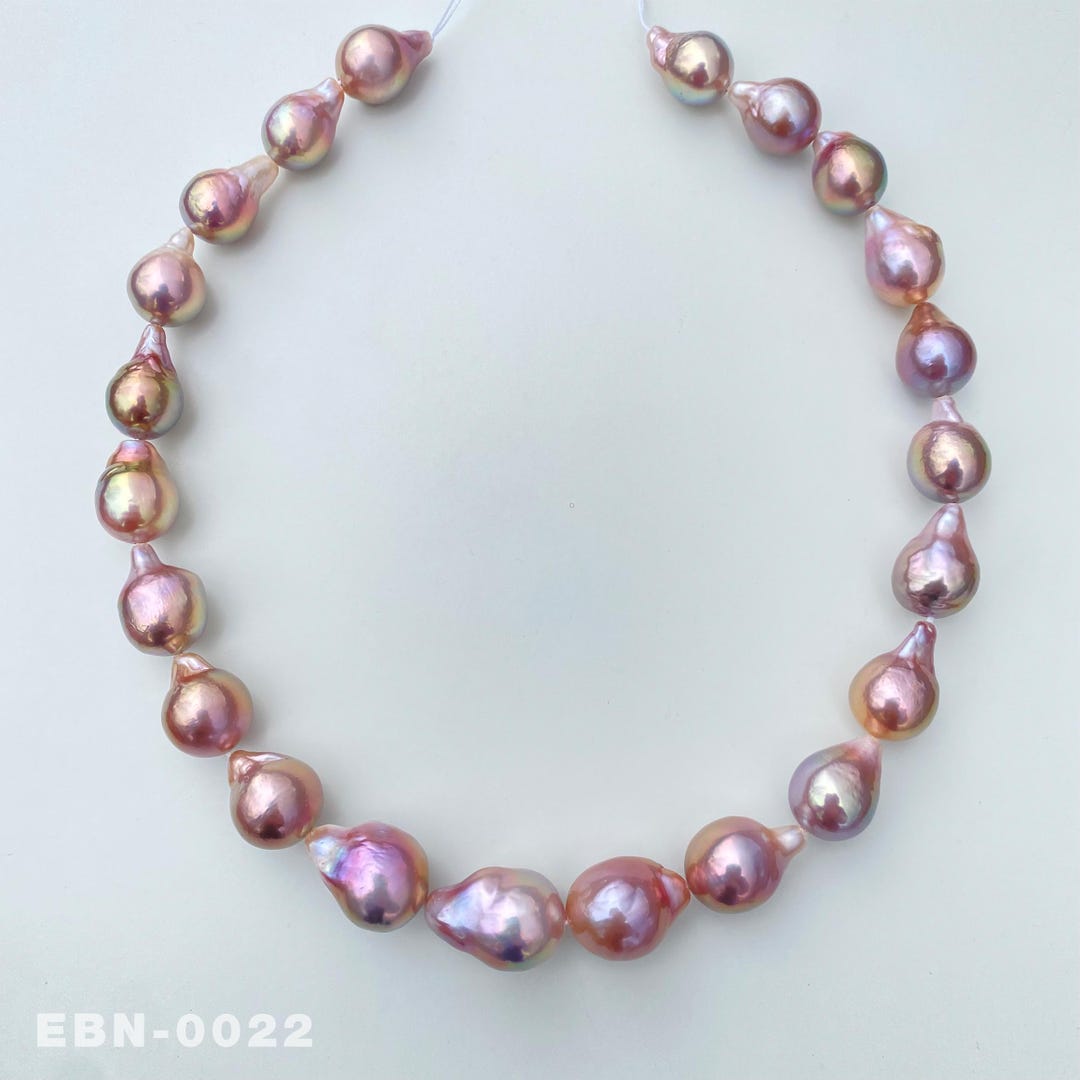 15.8“ Natural Freshwater Purple Rainbow Edison Baroque Pearls 1 Strand ...