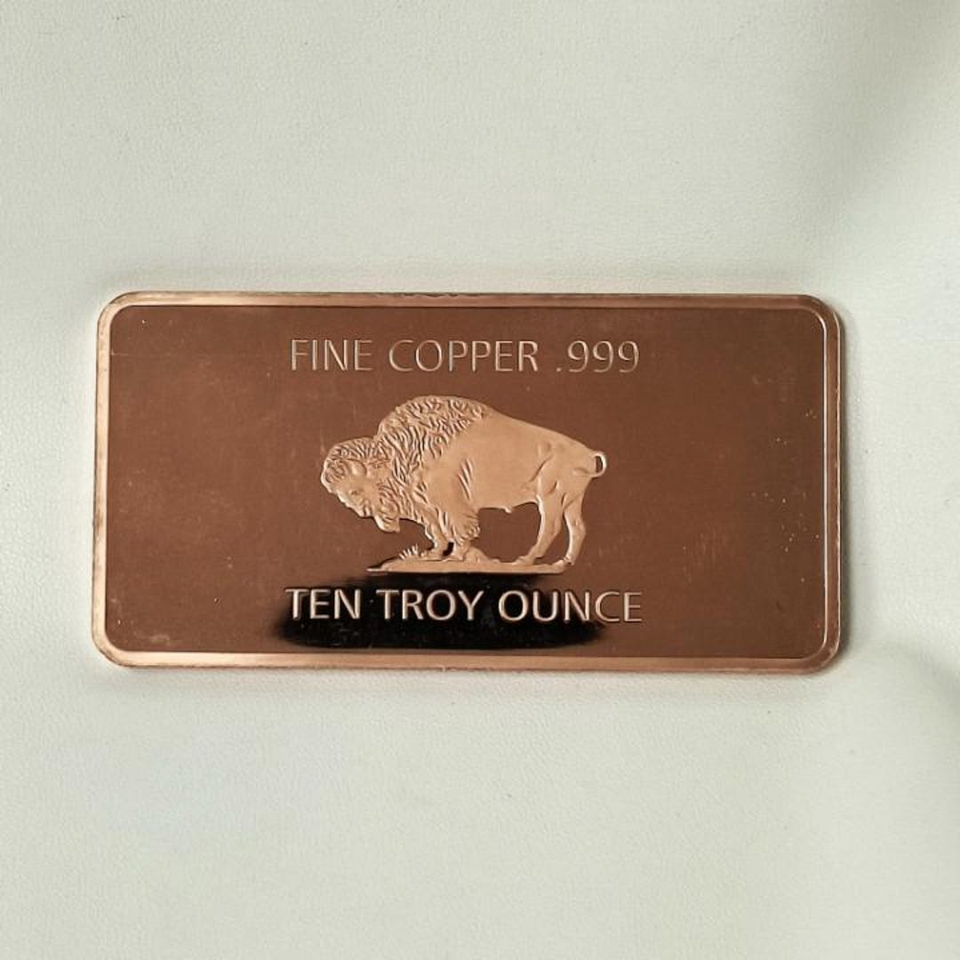10 Troy Ounce American Bison Copper BU, [ Bullion ] Bar Shaped, Very ...