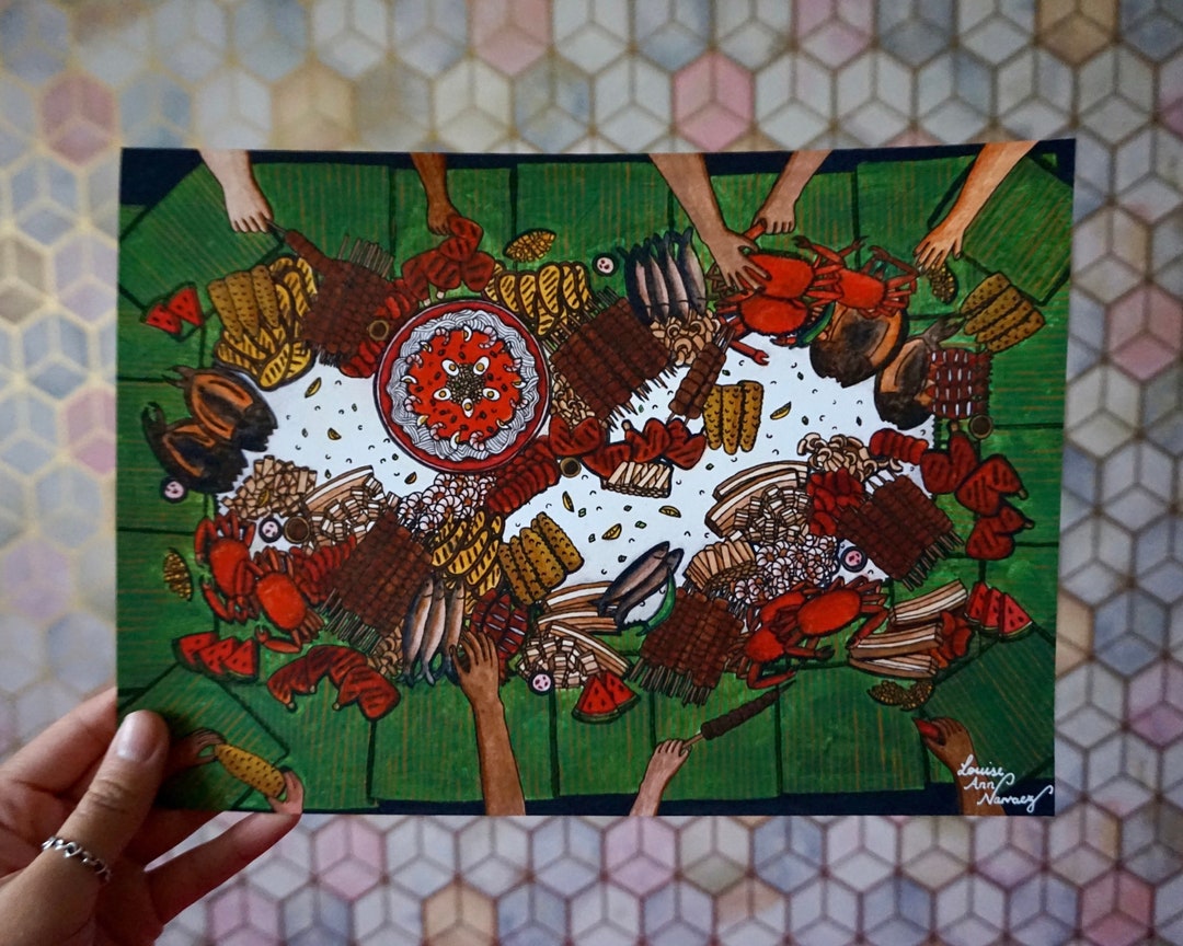 Filipino Kamayan Art Print | A4 Size | Philippines, Handmade ...