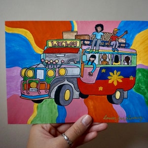 Jeepney Art Print | A5/A4 | Hand Drawn Illustration, Illustration, Gouache Print, Wall Art ...