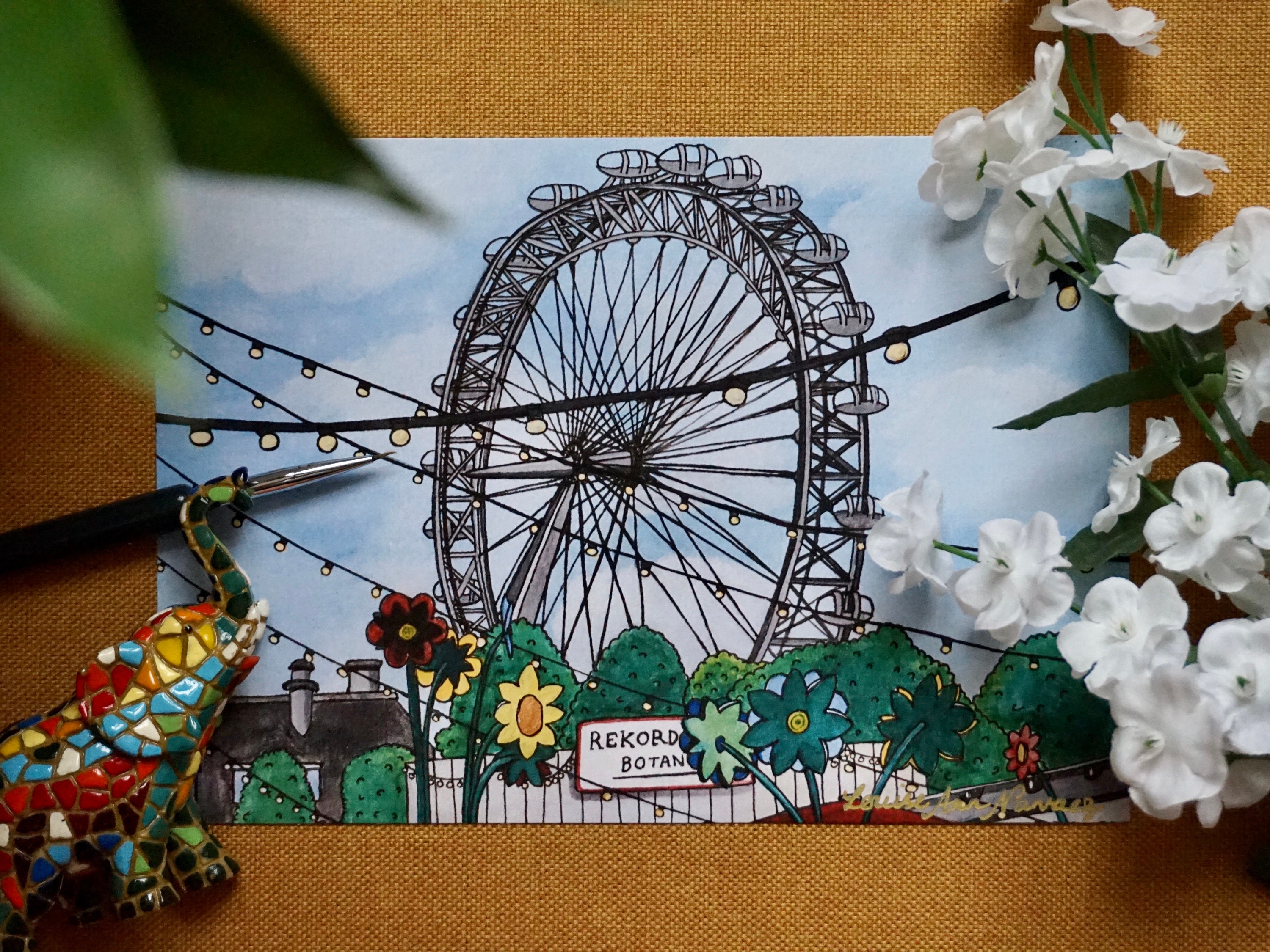 London Eye Art Print A5/A4 Hand Drawn Illustration - Etsy