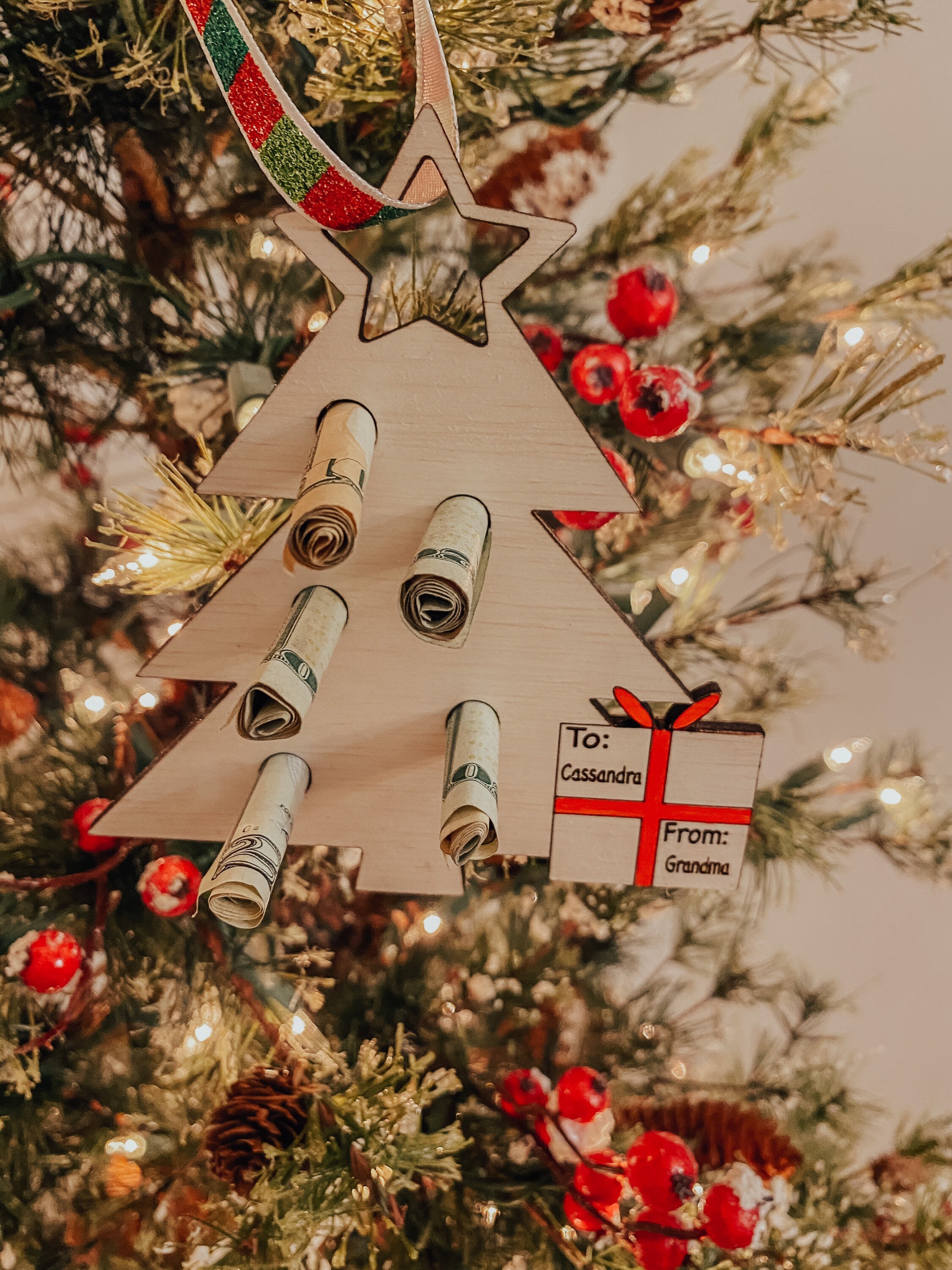 Money Christmas Tree Dollar Bill Holder Ornament/personalized - Etsy